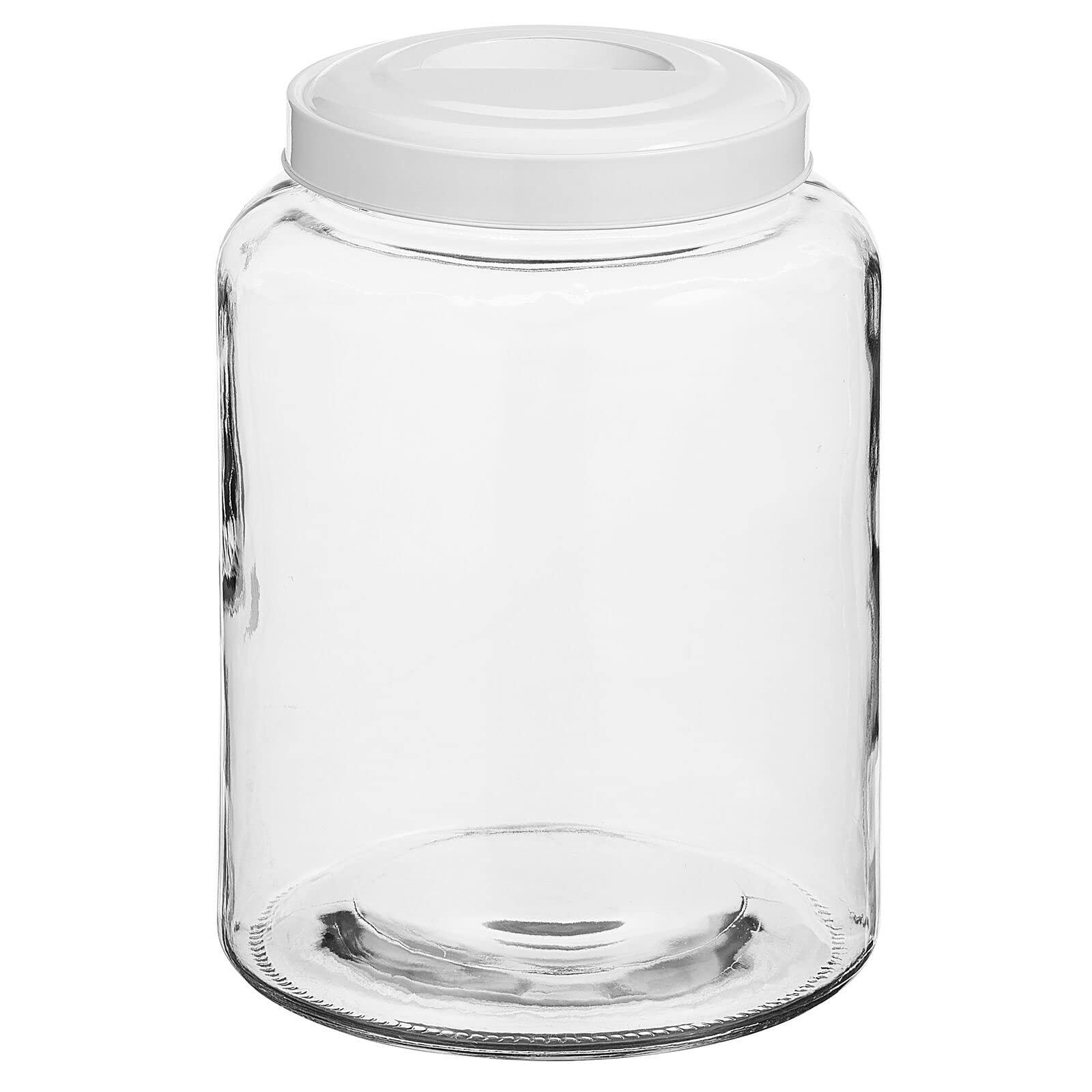 mDesign Medium Storage Glass Canister with Airtight Metal Lid for Kitchen Pantry, Counter, or Cabinet - Container for Food, Snacks, Cooking or Baking Supplies - Home Sort Collection - Clear/White