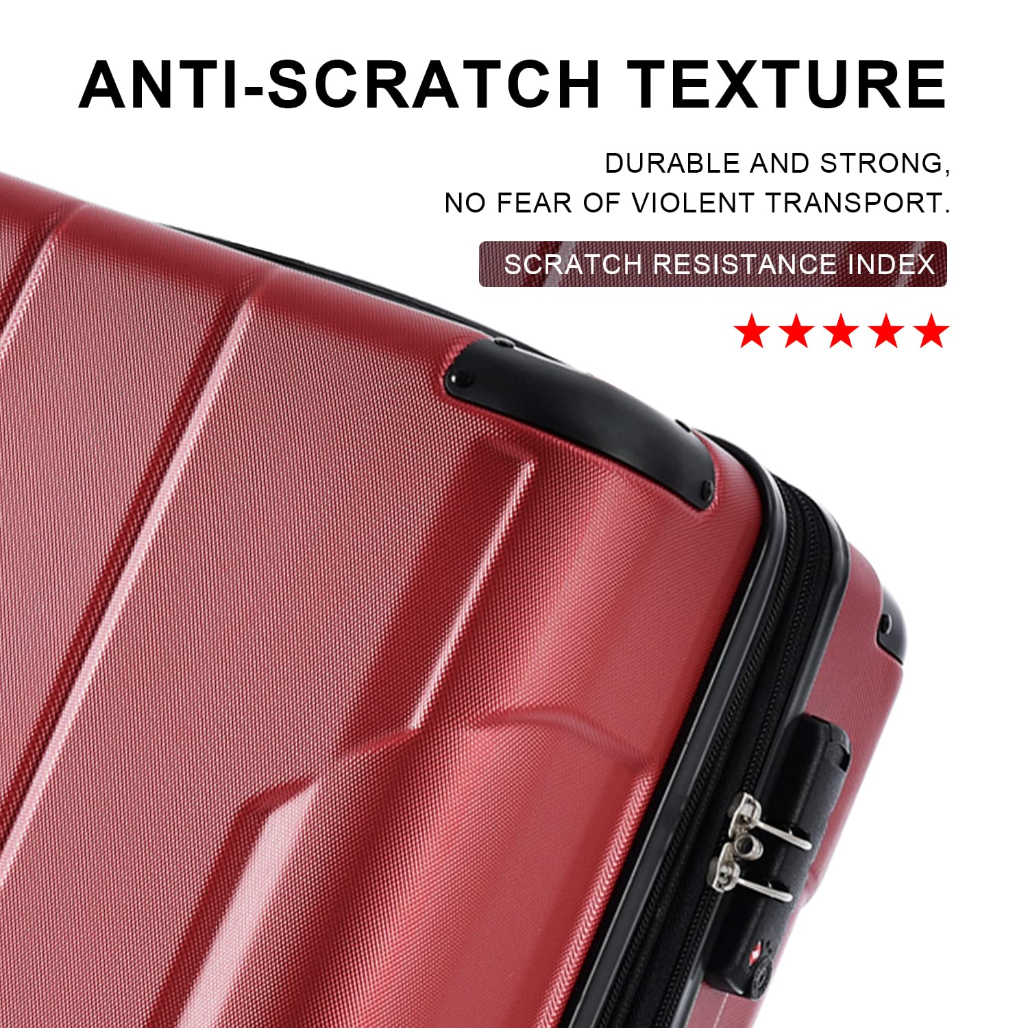 Merax Hardside Luggage Sets 3 Piece Luggage Set Carry On Expandable Luggage with TSA Lock Spinner Wheels for Men Women (Red)