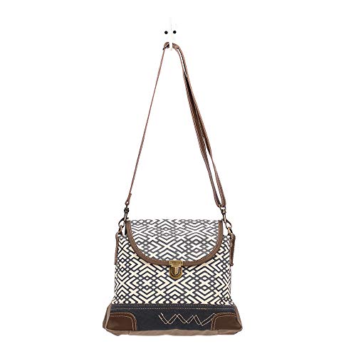 Myra Bag Cranky Upcycled Canvas & Leather Shoulder Bag S-1460