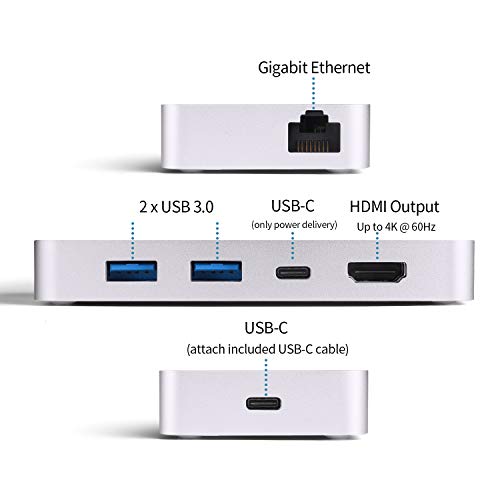MINIX 480GB USB-C Multiport High-Speed SSD Storage Hub-Gigabit Ethernet,4K HDMI (60Hz), USB-C Pass-Through, USB 3.0-Compatible with macOS, iPadOS and Windows 10 OS. (NEO SG4, Space Gray)