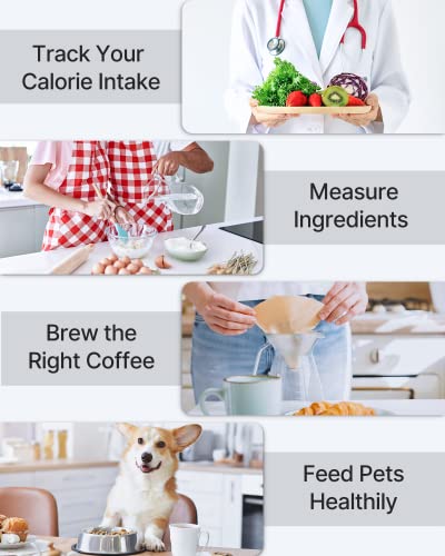 RENPHO Digital Food Scale, Kitchen Scale Weight Grams and oz for Baking, Cooking and Coffee with Nutritional Calculator for Keto, Macro, Calorie and Weight Loss with Smartphone App, Stainless Steel