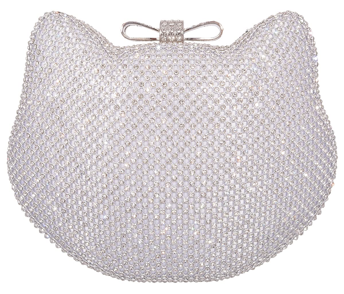 Sumnn Crystal Evening Clutch Woman Evening Bag For Party and wedding (silver)