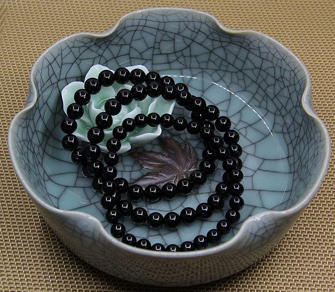 Natural A Grade Black Tourmaline Gemstone 6mm Round Beads Stretch Bracelet 7" Unisex