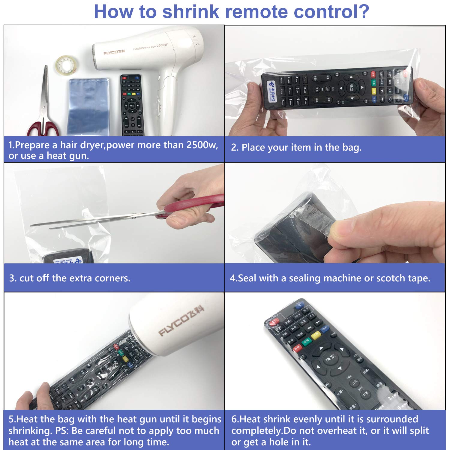 Morepack Remote Control Shrink Wrap Bags,2.7x8 Inches 100Pcs Remote Control Cover Protector,Dustproof and Waterproof