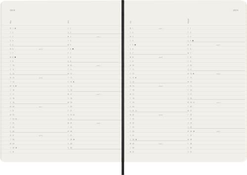 Moleskine DSB12MN4Y24 Notebook, Beginning January 2024, 12 Months, Months, Diary Softcover, XL Size (W x H x H): 7.5 x 9.8 inches (19 x 25 cm), Black