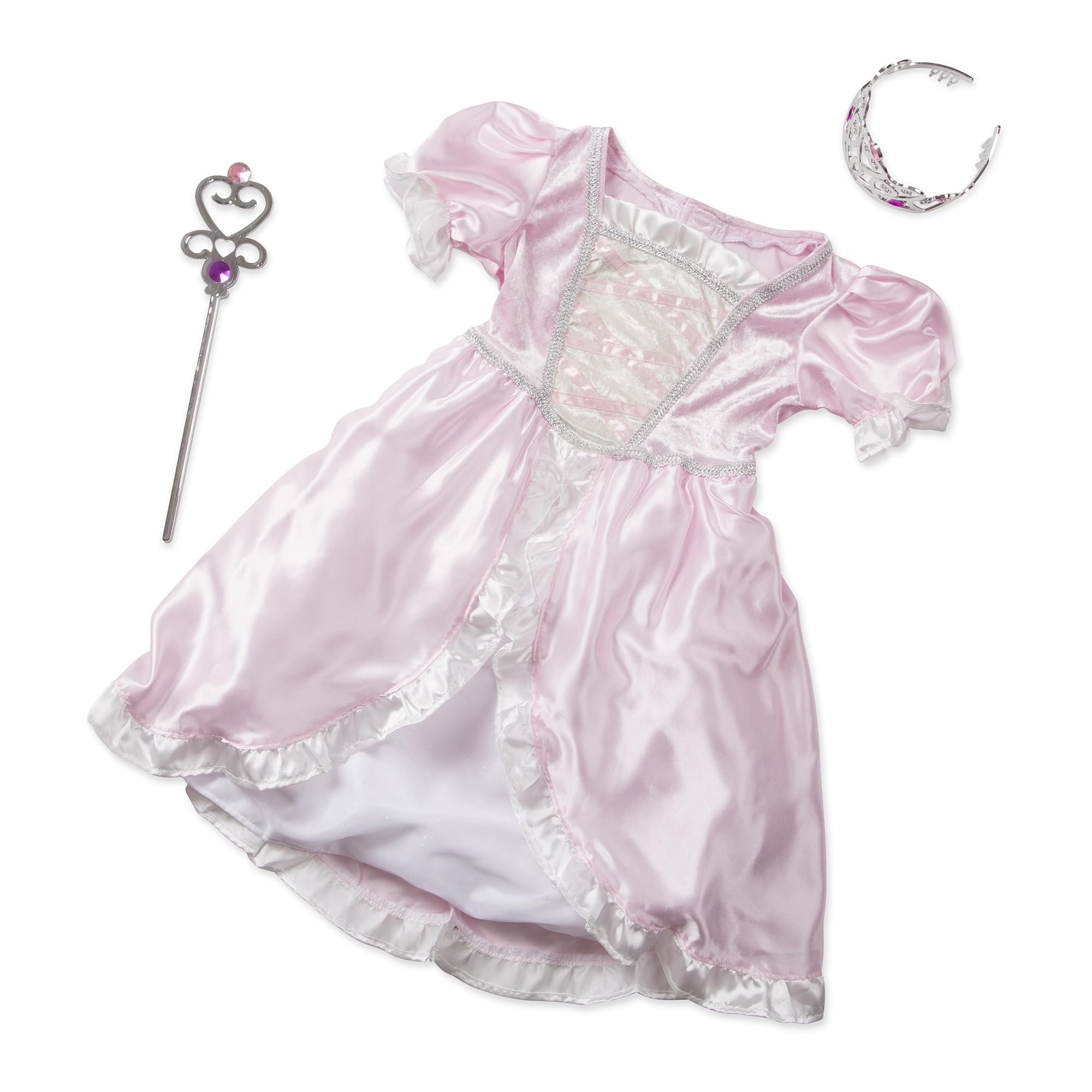 Melissa & Doug Princess Role Play Costume Set (3 pcs)- Pink Gown, Tiara, Wand