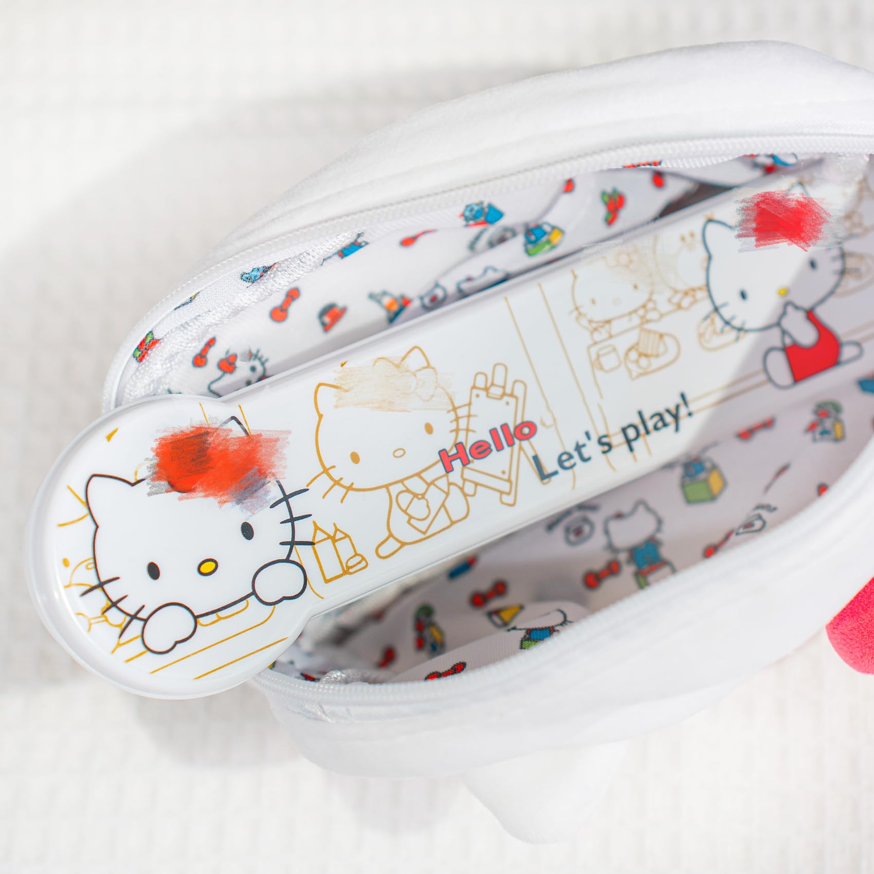 oneZHI Cartoon Kitty Utensils Set Includes Reusable Stainless Steel Fork Spoon Chopsticks And Cute Cat Carrying Case Durable