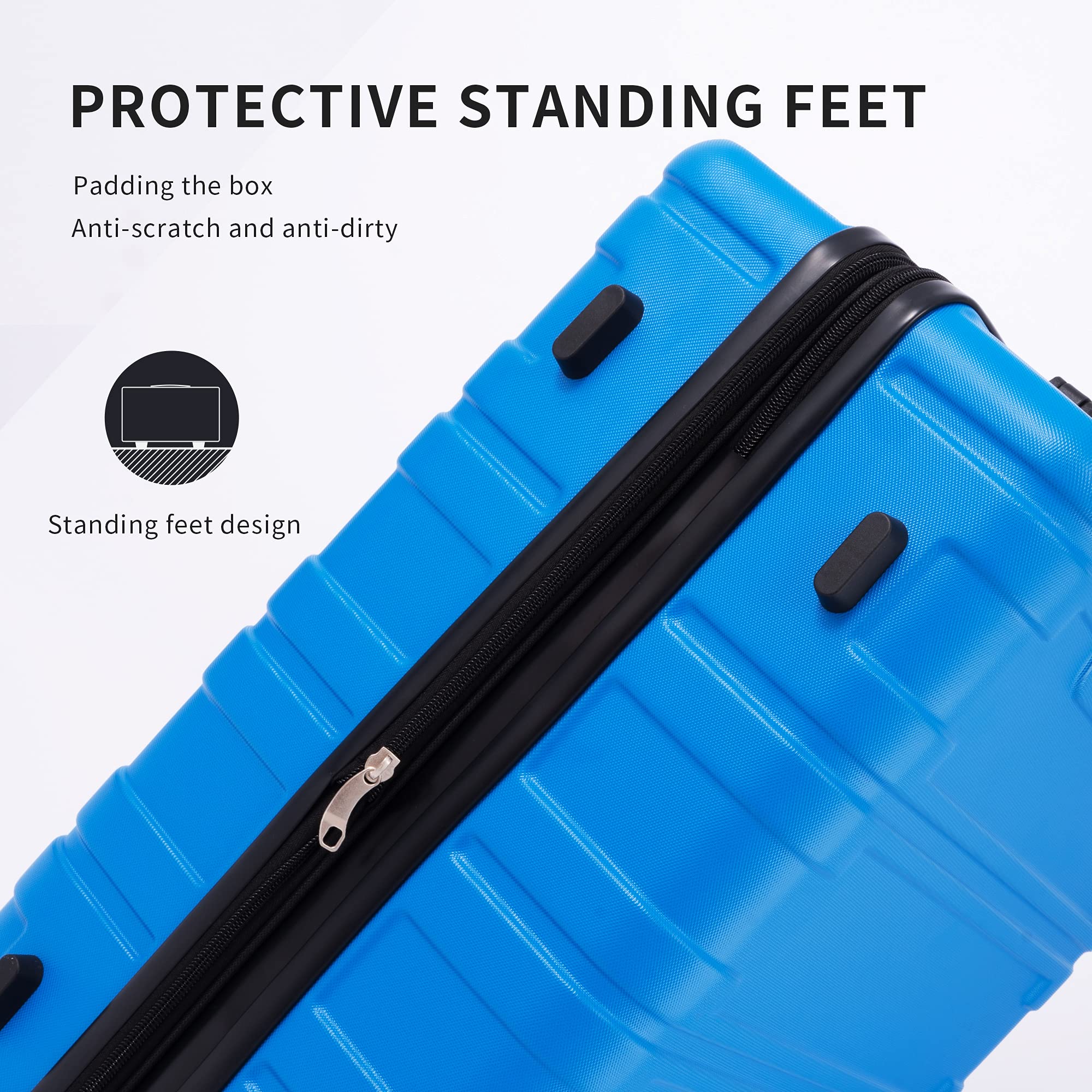 Merax Unisex-Adult (Novelty and Luggage Spinner Expandable Hardshell Lightweight Abs Suitcase 20”24”28”, 3 Pcs Set-Blue, One_Size
