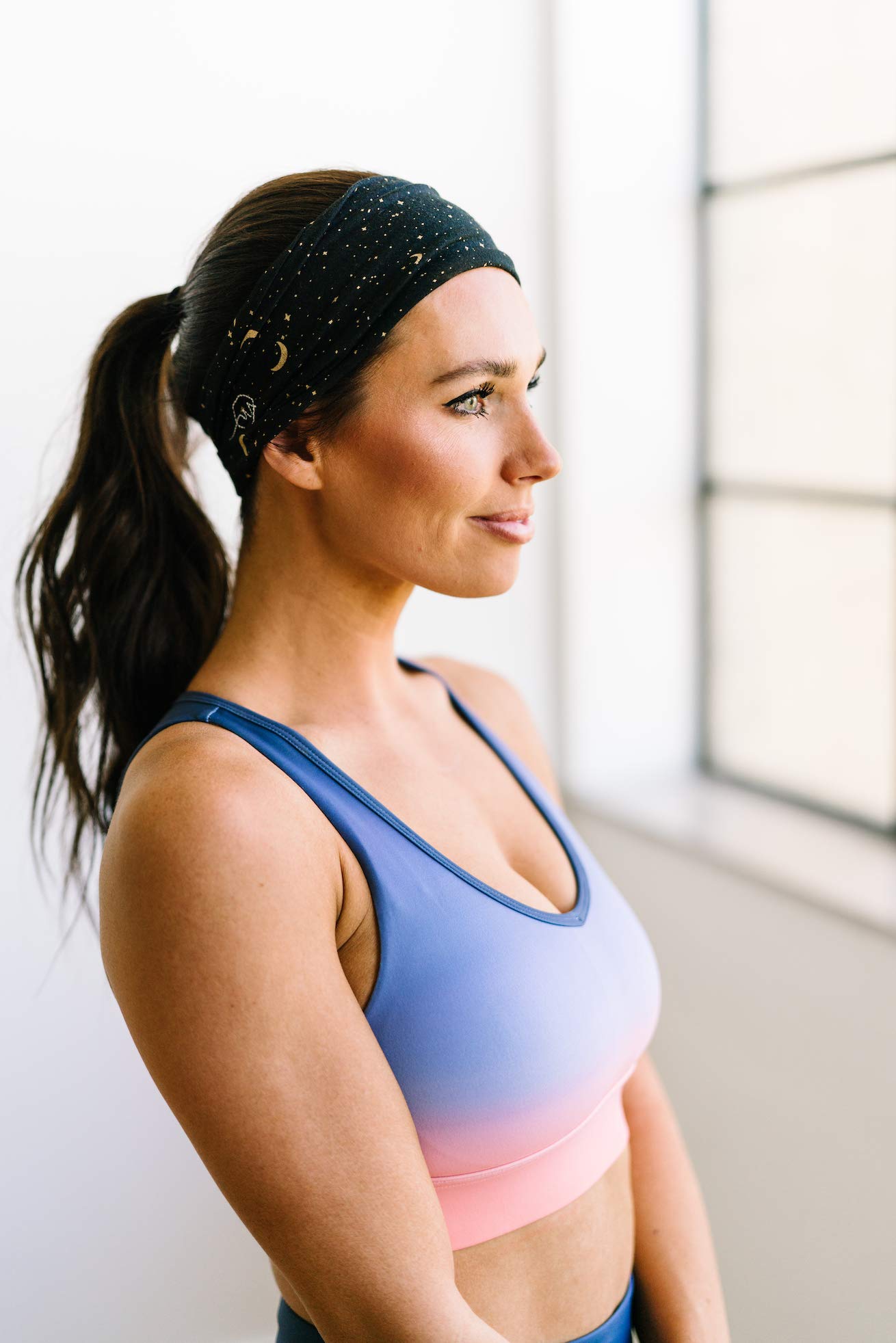Maven Thread Lunar 2 Pack, Women's Workout Headbands, Wide Headbands for Women, 4" Thick Non Slip Sweatbands for Exercise, Gym hairband Athletic Workouts and Yoga, Black