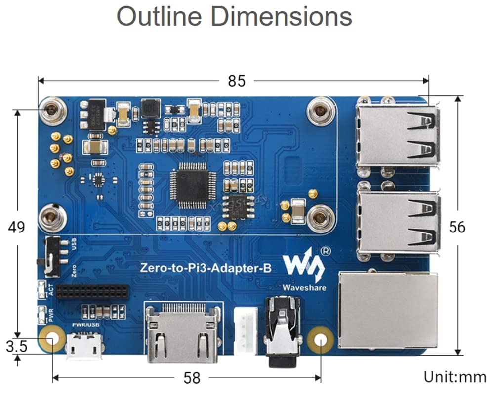 XYGStudy Raspberry Pi Zero 2W to 3B Adapter Alternative Solution for Raspberry Pi 3 Model B B+ (Zero-to-Pi3-Adapter (B))