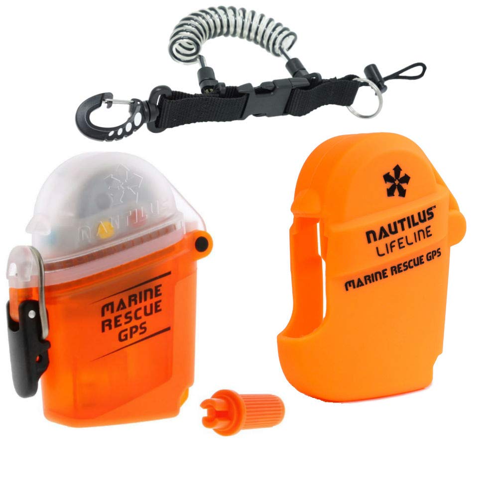 Nautilus LifeLine Marine GPS and Silicone Pouch w/ free Coil Lanyard (Orange)