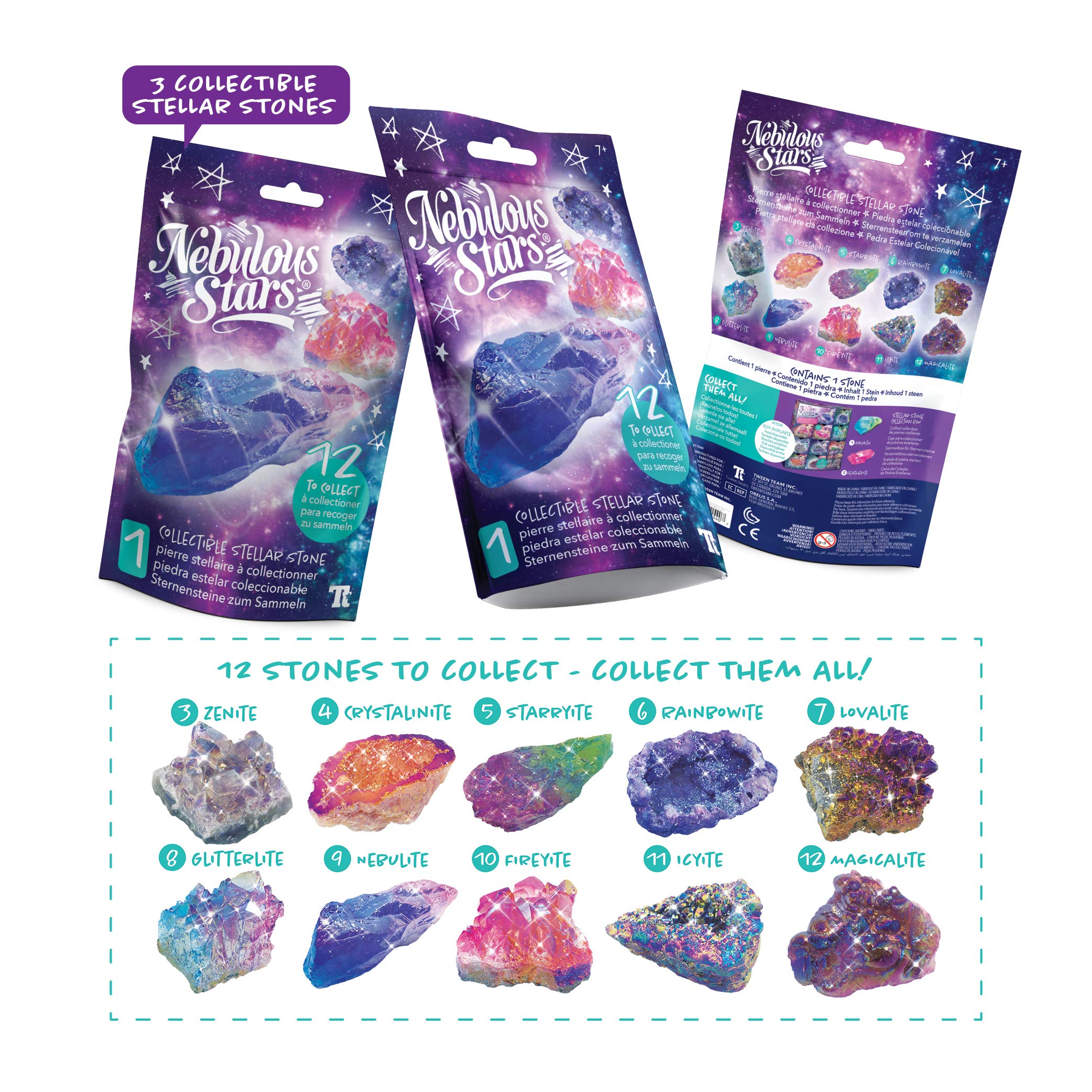 Nebulous Stars Collectible Stellar Stone - 3 Blind Packs – Pretty Rocks and Crystal for Kids