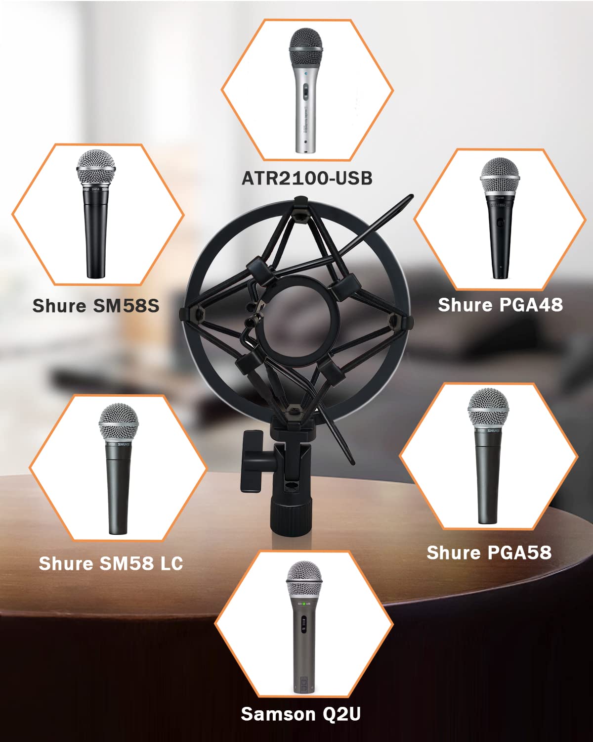 Microphone Shock Mount Mic Holder For Samson Q2U Shure SM58 ATR2100-USB Behringer Xm8500, Mic Clip Holder Mount for Diameter 28mm-32mm Dynamic Microphone Like AT2005-USB Shure PGA48 PGA58, Boseen
