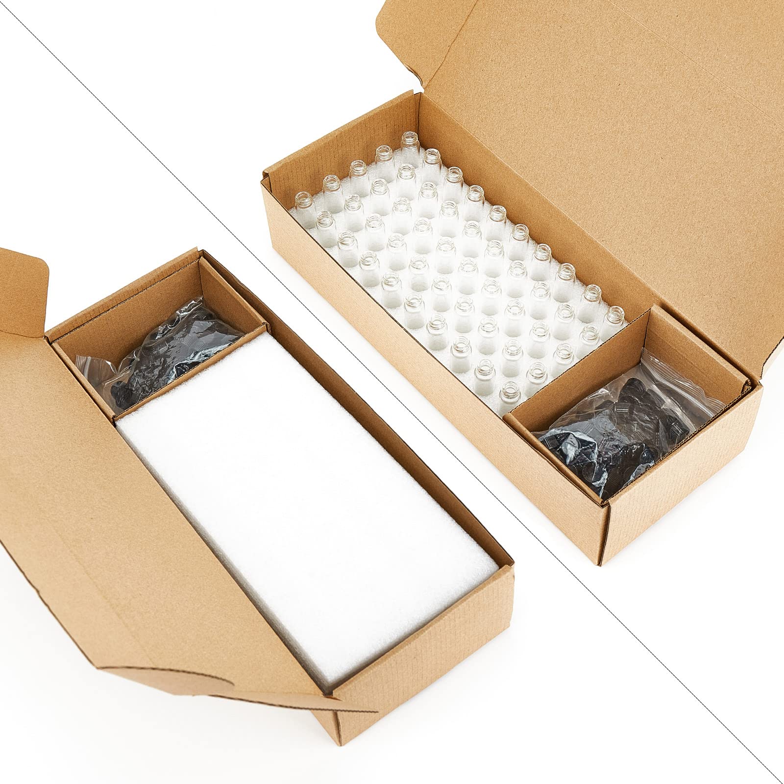 XZSIBIDE, 5ML Vials with Caps, Clear Glass Sample Vials, Glass Vials with Screw Caps, Can Be Used in Labs and More, Pack of 50