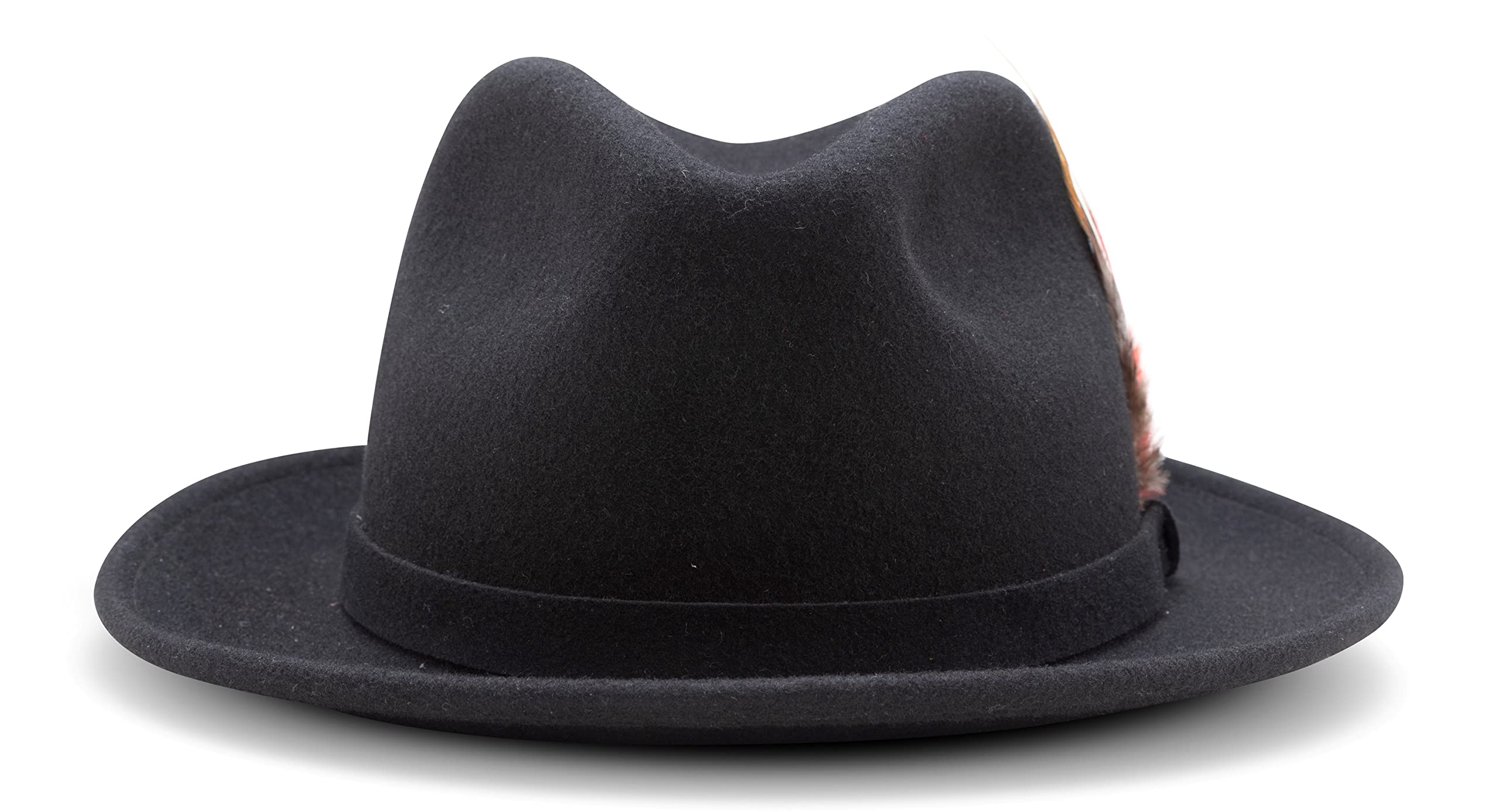 MONTIQUE Trendy Long Lasting 2 ¼ Brim Wool Felt Dress Hat for Men H-62 (X-Large, Black)