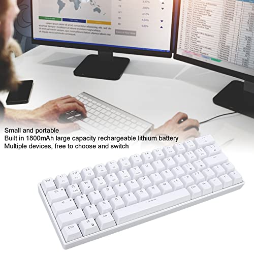Zyyini 64 Keys Mechanical Keyboard, Wireless PC Gaming Keyboard, Ergonomic Design, with 1800mAh Battery, Wireless Keyboard for Computer PC Gamer(Brown Switch)