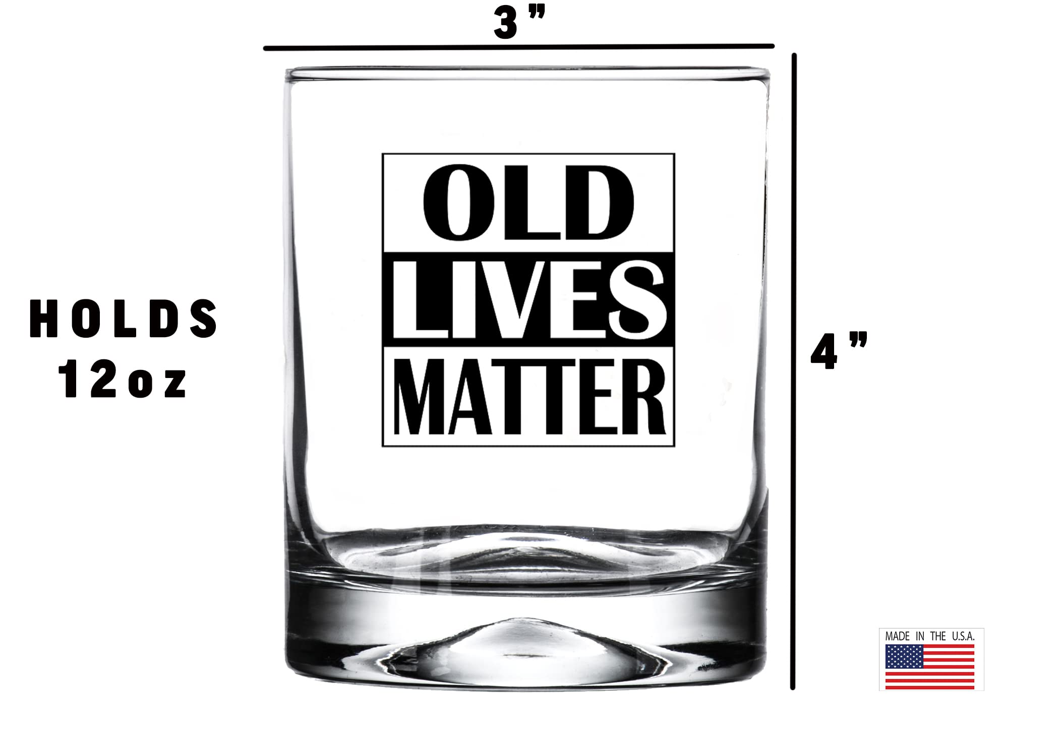 Rogue River Tactical Funny Old Lives Matter Joke Fashioned Whiskey And Shot Glass Bundle Drinking Cup Gag Gift Set For Him Her Men Dad Mom Grandpa Birthday or Retirement Combo Gift Set