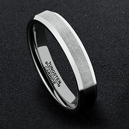 MNH Tungsten Ring 9mm Women Wedding Engagement Band Comfort Fit Beveled Edge Brushed Classy