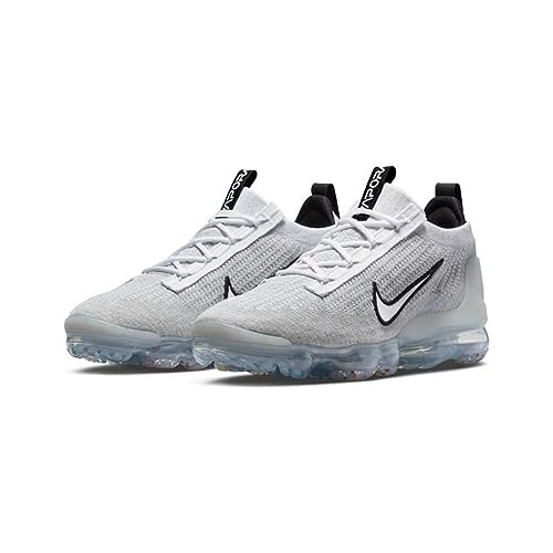 Nike Men's Air Vapormax 2021 Flyknit Sneaker, White/White/Black/Metallic Silver, 9