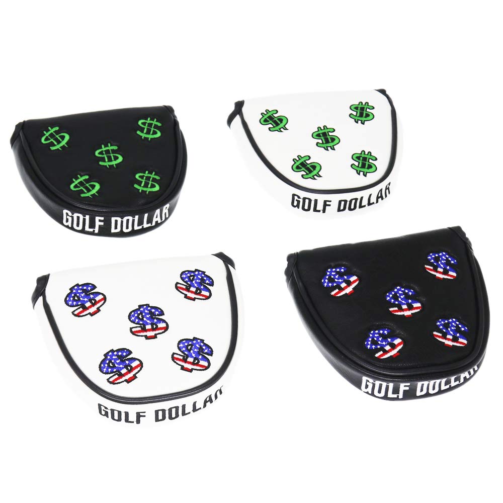 SEACLOUD Golf Cash Money Mallet Putter Cover for Scotty Cameron PU Headcover with Magnetic Closure 2ball White Green