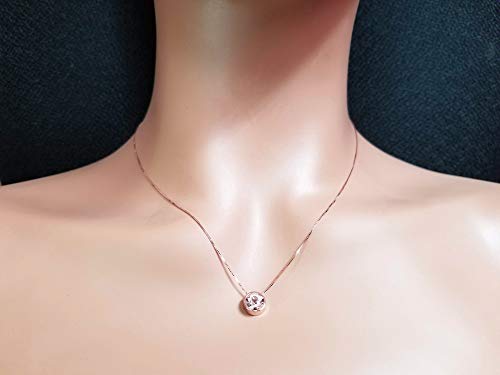 Natural Morganite Bezel-Set Solitaire Pendant Necklace, 18" Box Chain in 14k Rose Gold (7.0mm)