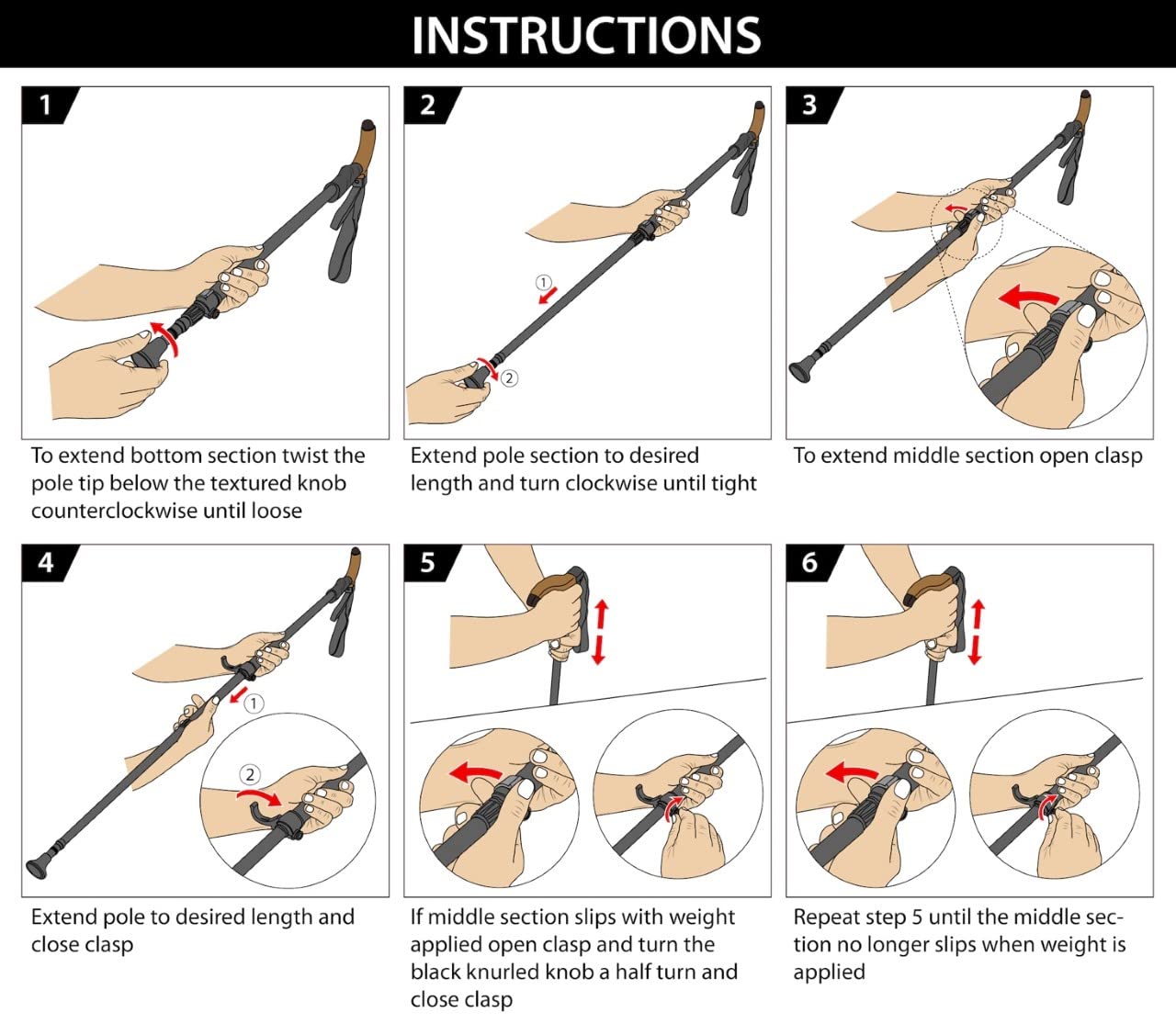 Outdoors Wasatch Shock Absorbing Walking Staff Trekking Pole - Hiking Walking Stick with Adjustable Locks Expandable - Shock-Resistant Walking Pole (1)