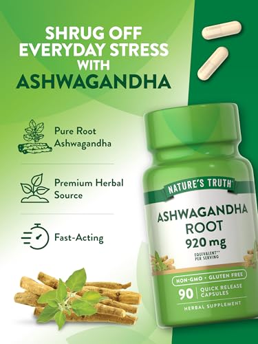 Nature's Truth Ashwagandha Capsules | 920 mg | 90 Count | Non-GMO & Gluten Free Supplement