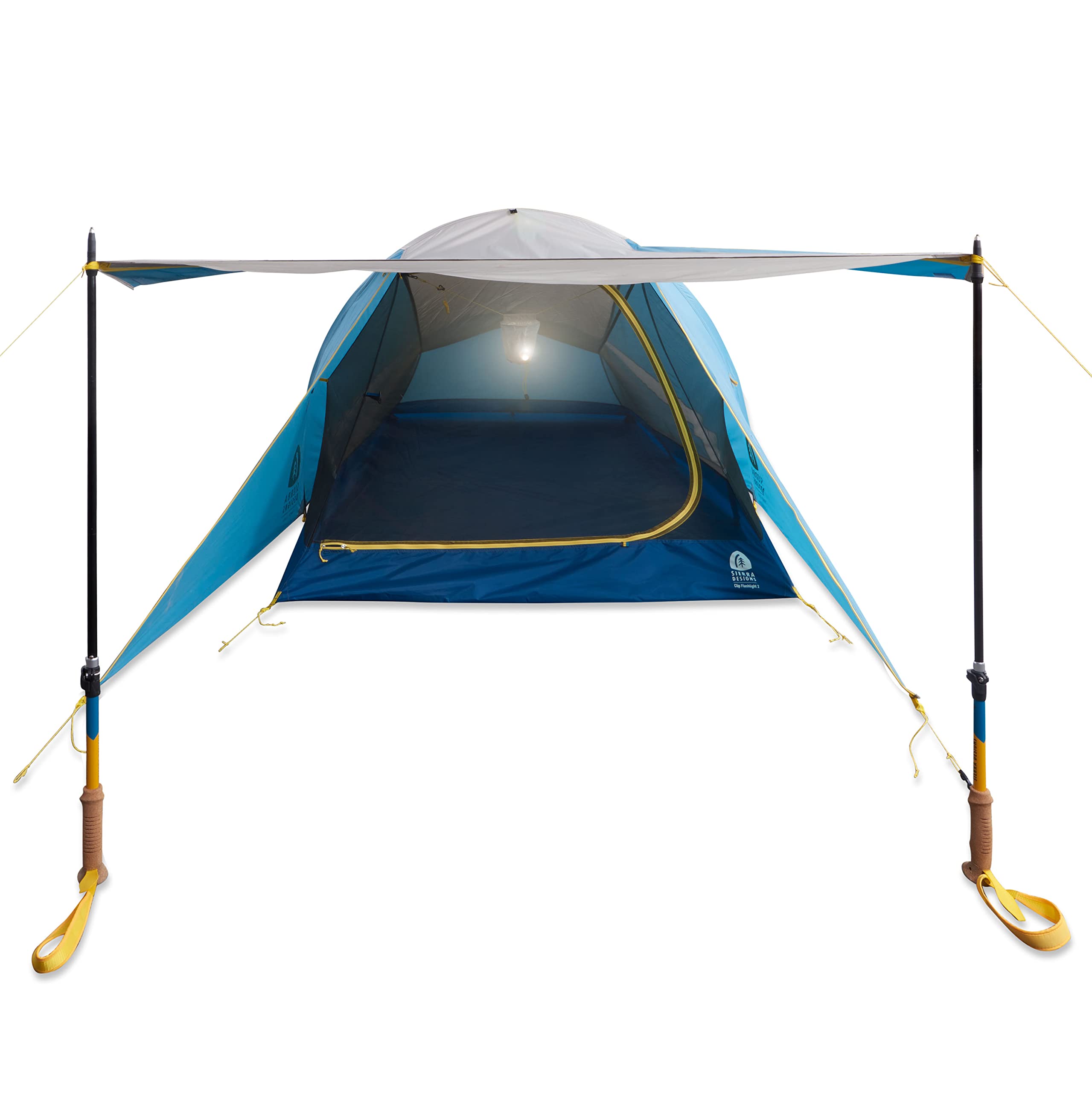 Sierra Designs Clip Flashlight 2 β Lightweight, Backpacking and Camping Tent β Large Vestibule Style Awning - Included Burrito Bag for Quick and Easy Storage