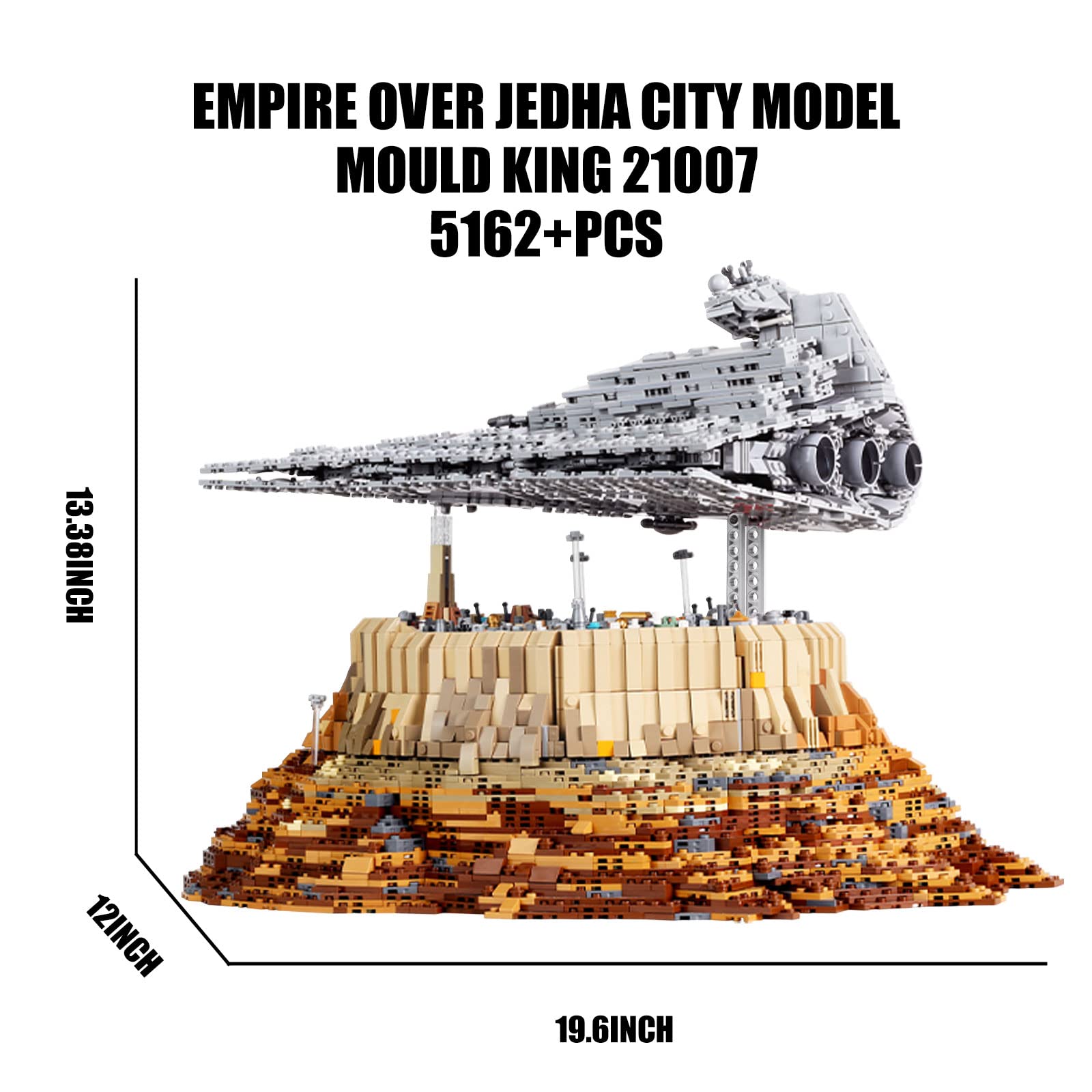 Mould King 21007 Super Star Destroyer Model Kit, 5162+Pcs Spaceship UCS Imperial Building Sets, Awesome Building Toy Gift Ideas for Kids, The Empire Over Jedha City
