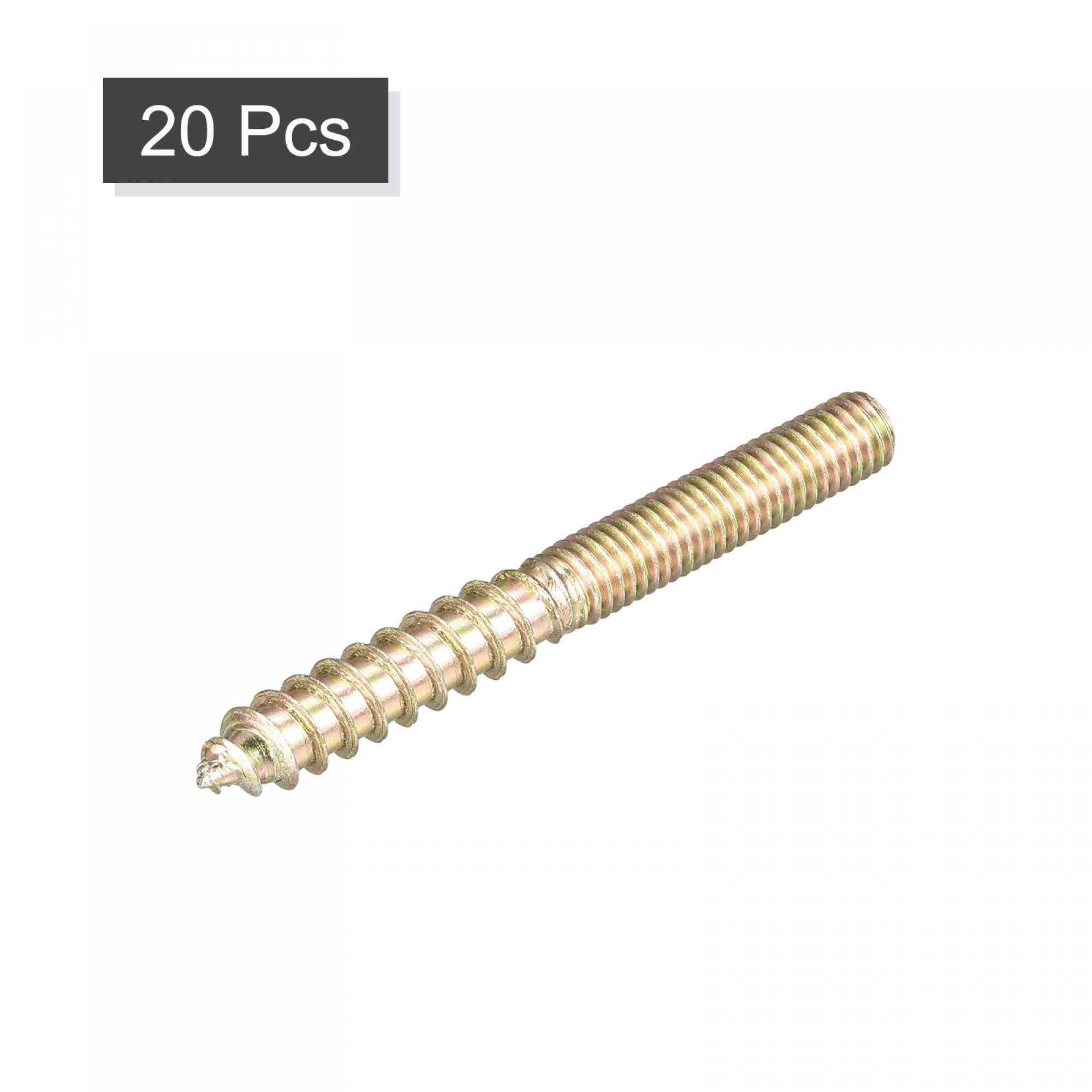 uxcell M5x50mm Hanger Bolts, 20pcs Double Ended Thread Dowel Screws for Wood Furniture