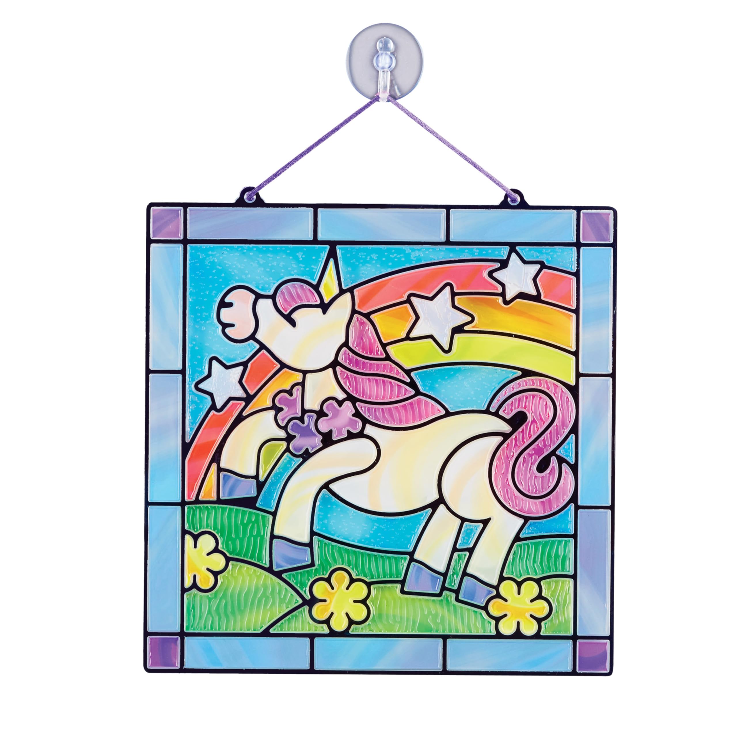 Melissa & Doug Stained Glass Made Easy Craft Kit - Unicorn - Kids Sticker Stained Glass Craft Kit; Unicorn Crafts For Kids Ages 5+