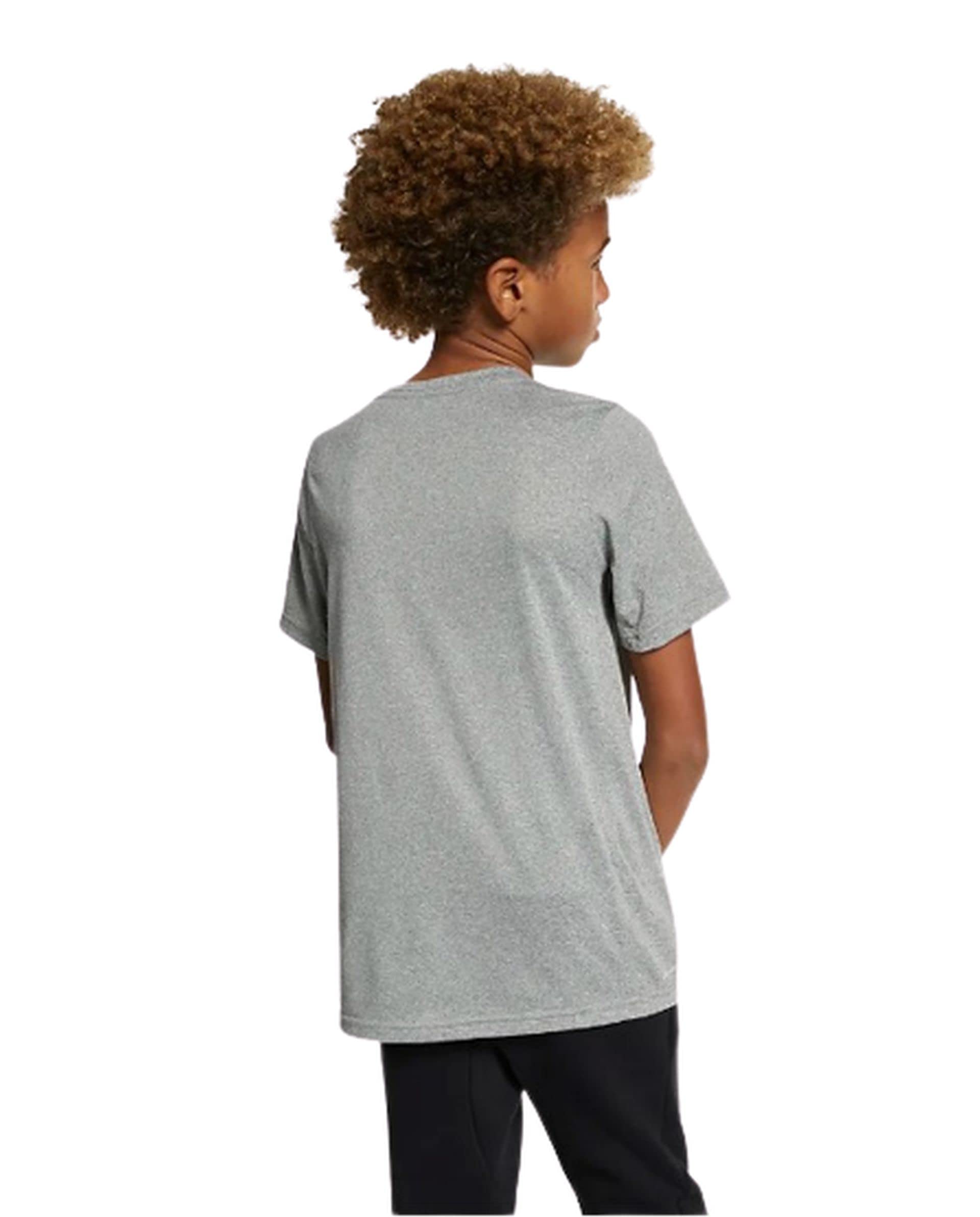 Nike Boy's Dry Short Sleeve Training T-Shirt (Little Kids/Big Kids) Dark Grey Heather/White XL (18-20 Big Kid)