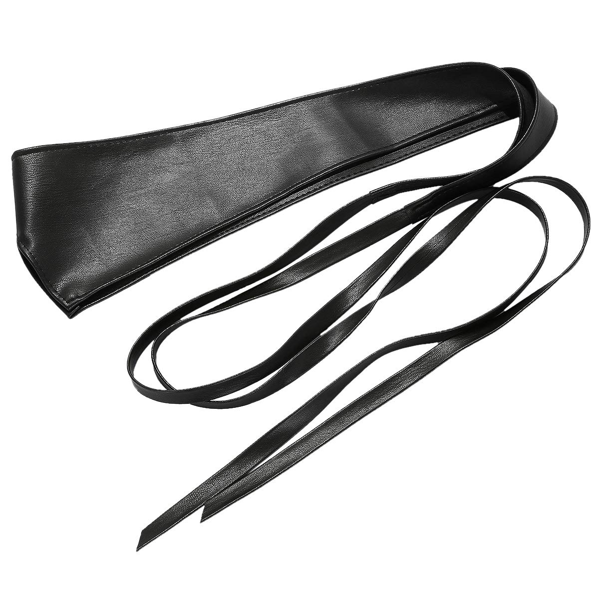 moonsix Faux Leather Waist Belts for Women, Wrap Around Boho Obi Style Cinch Waistband Belt Black