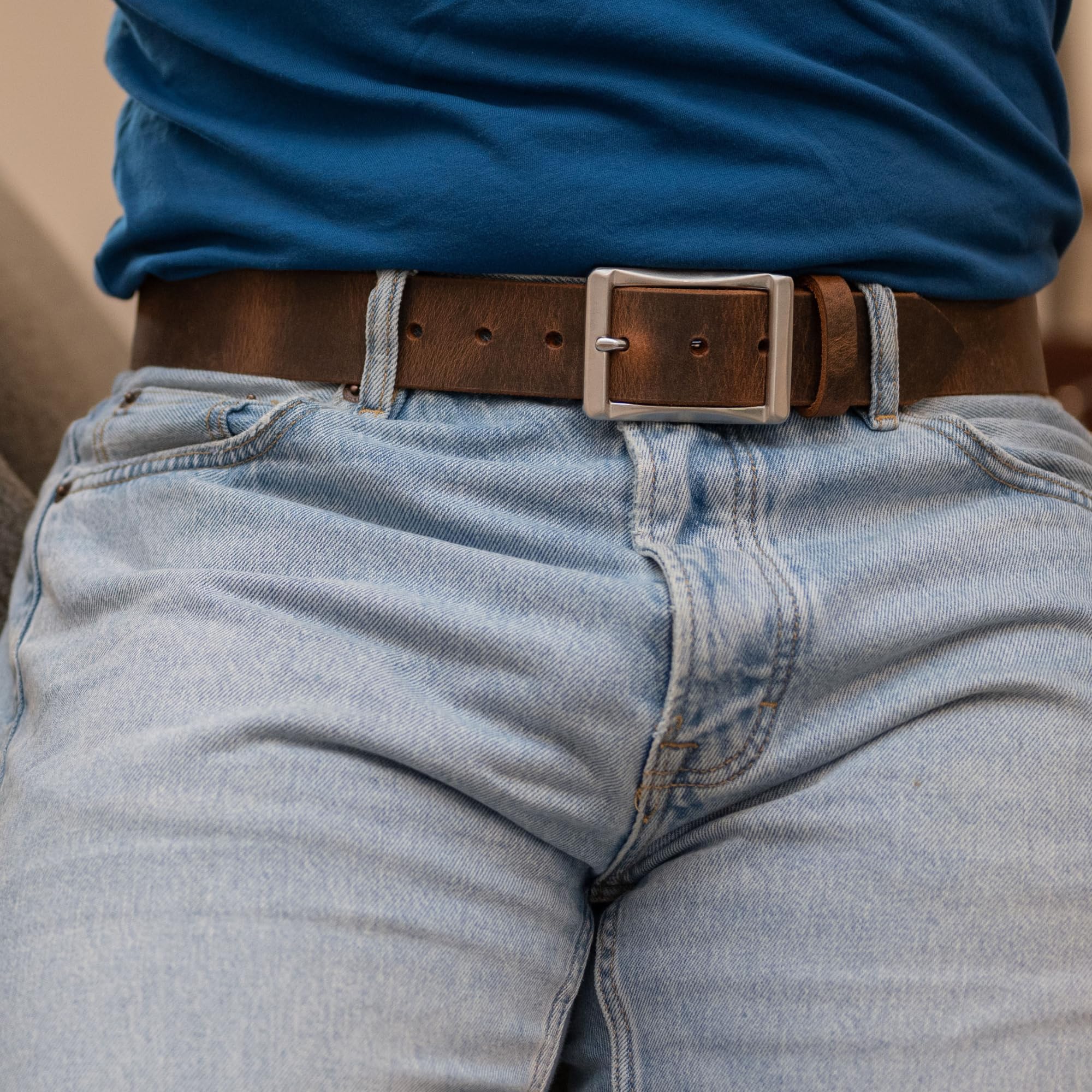 Nickel Smart The Site Manager Distressed Leather Brown Belt (38 inch)