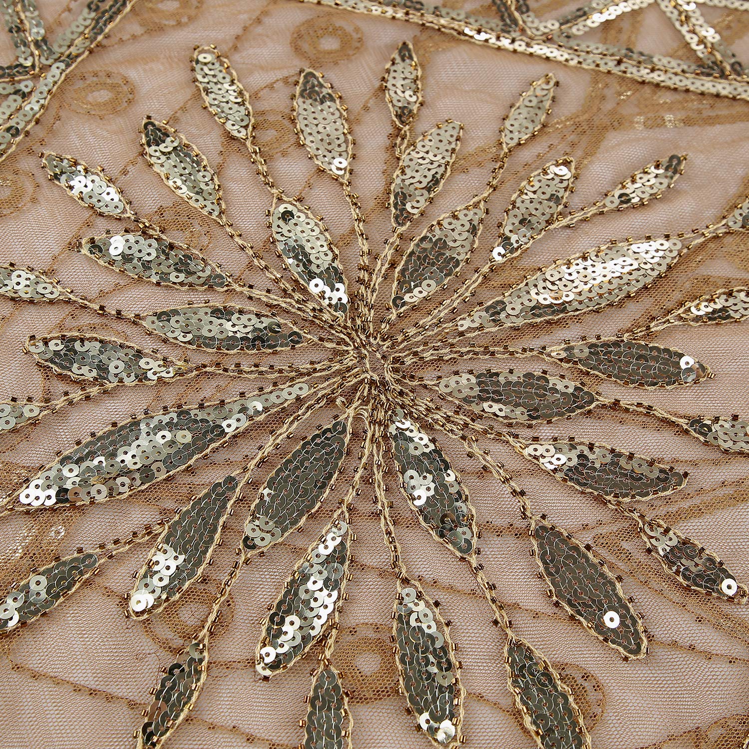 Metme Women's 1920s Scarf Wraps Sequin Deco Fringed Wedding Cape Evening Shawl Vintage Prom (Coffee Gold)