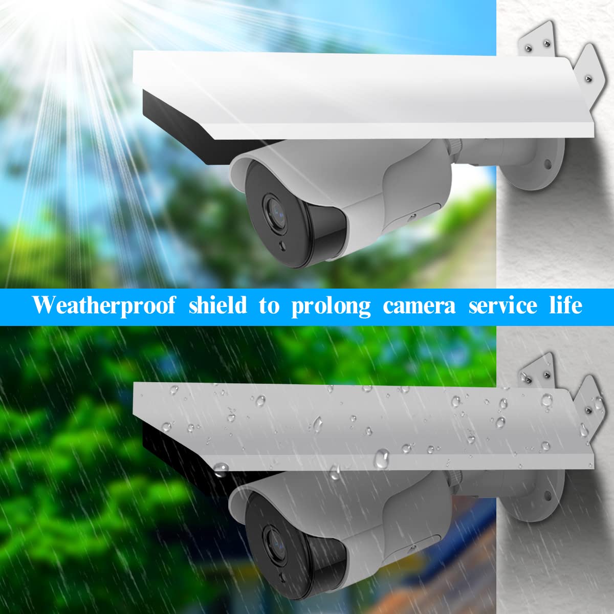 WEILAILIFE Security Camera Cover, Universal Outdoor Camera Cover, Sun Rain Shade Camera Cover Shield for Dome, Bullet, Stick Up Cameras, Weatherproof, Metal Aluminum, White (1 Pack)