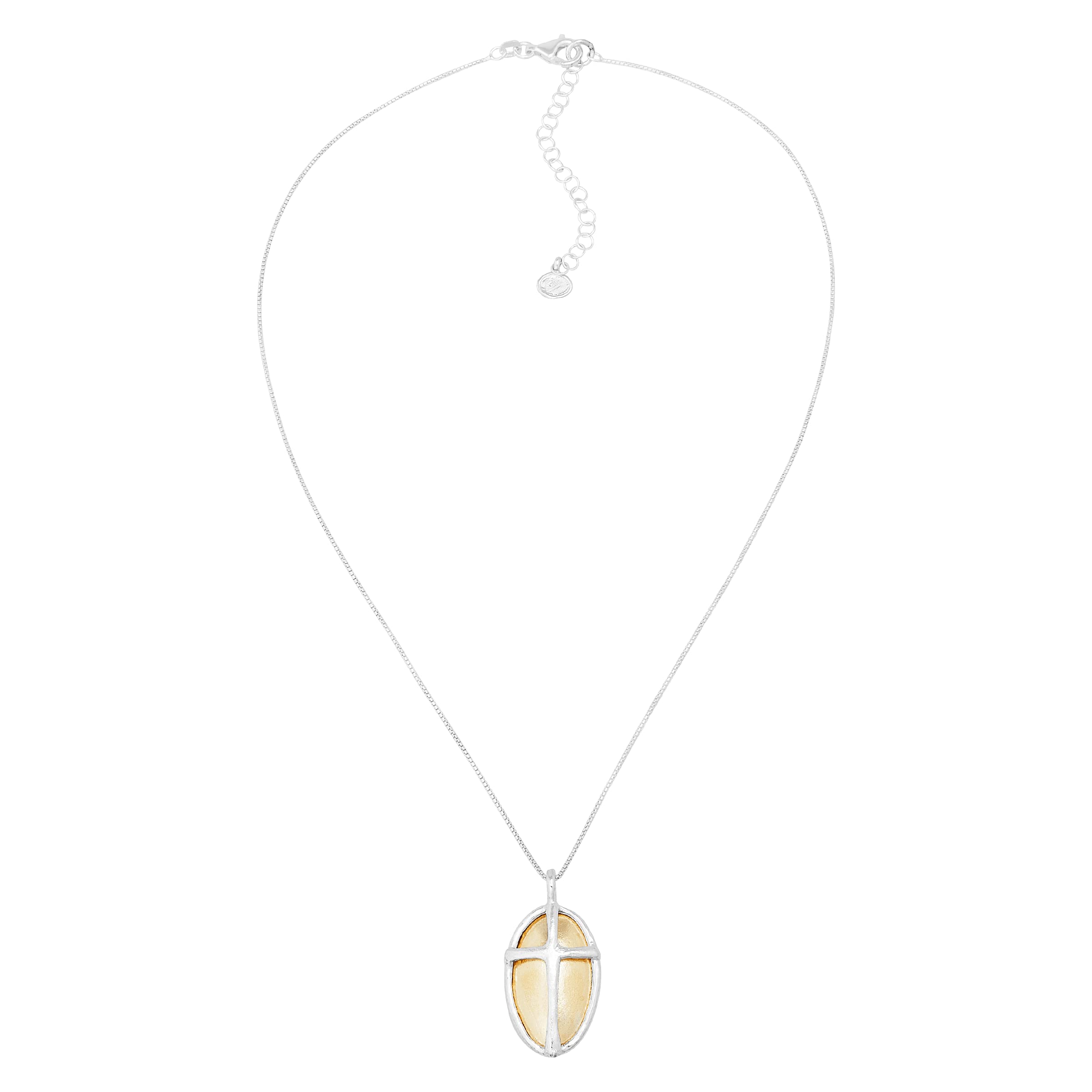Silpada 'Golden Cross' Sterling Silver with 14K Yellow Gold Plating Pendant Necklace, 16" + 2"