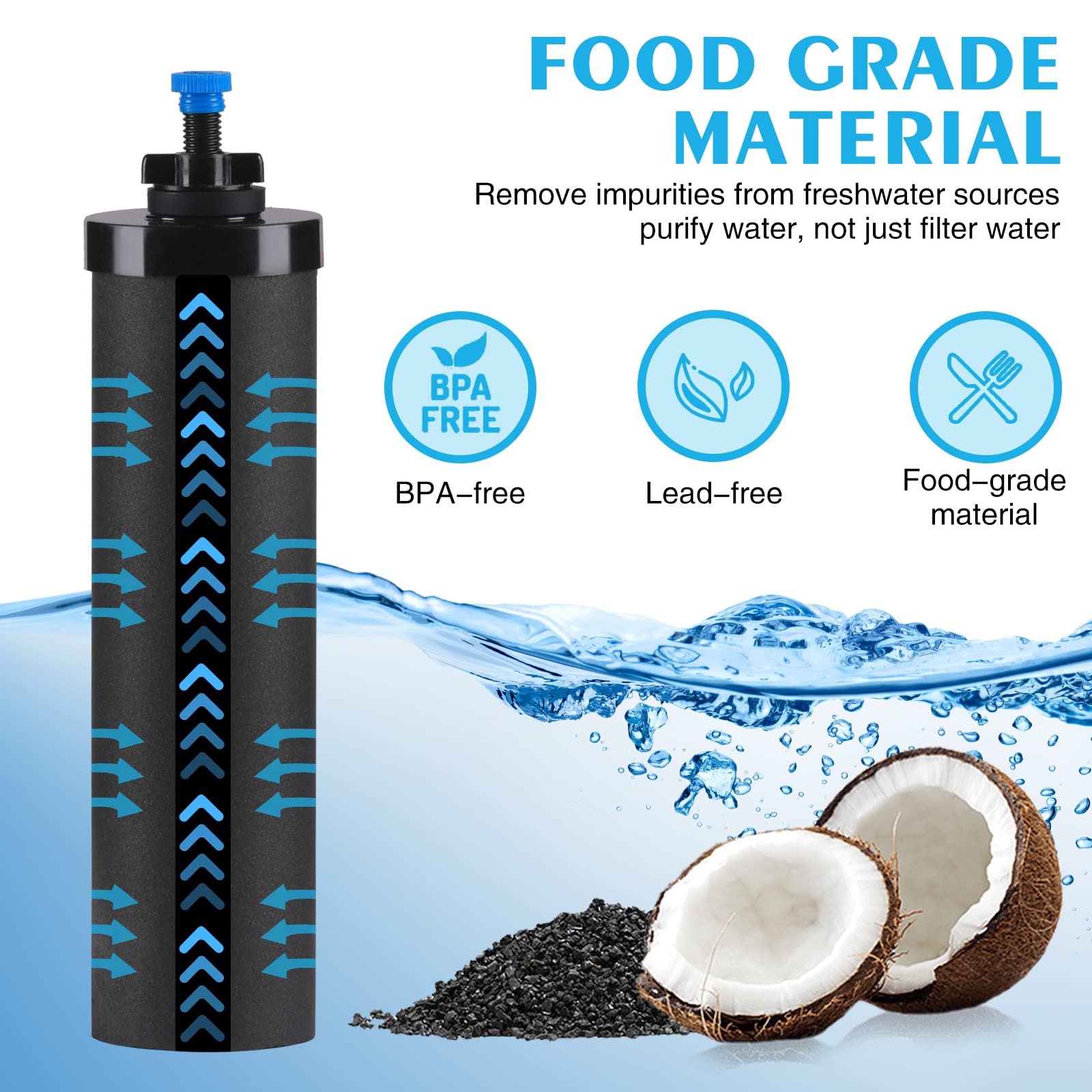 Water Filter Replacement for Water Filter Black Activated Carbon Filters,Compatible with Doulton Super Sterasyl and Traveler, Nomad, King, Big Series