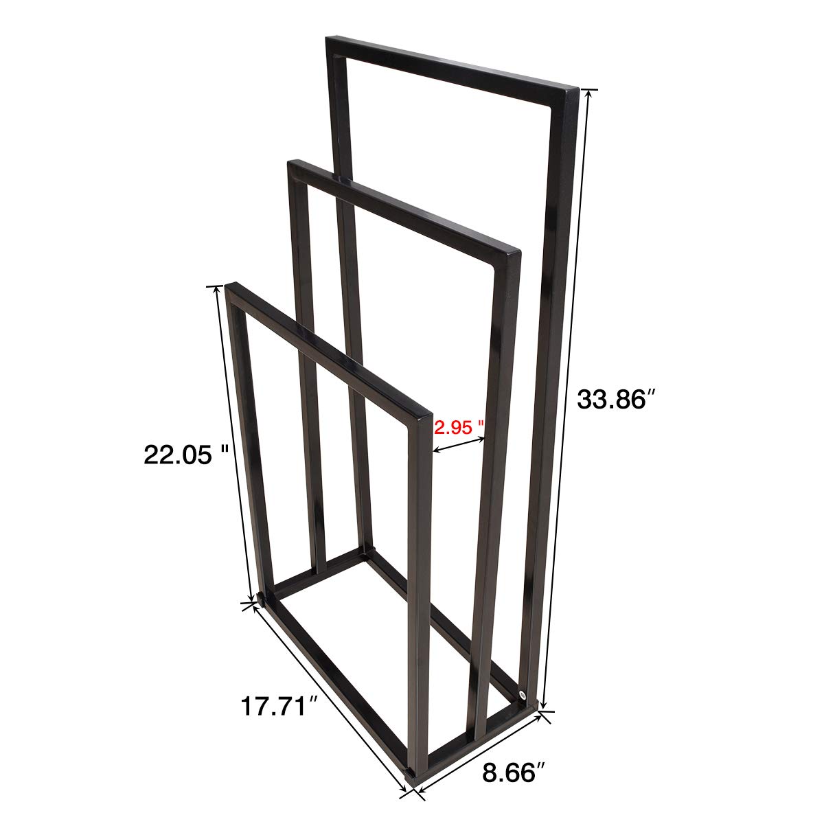 Metal Freestanding Towel Rack, 3 Tier Bathroom Towel Rack, Freestanding Towel Rack, Blanket Ladder Rack, Oversized Bath Towel Drying and Display Rack (Black)