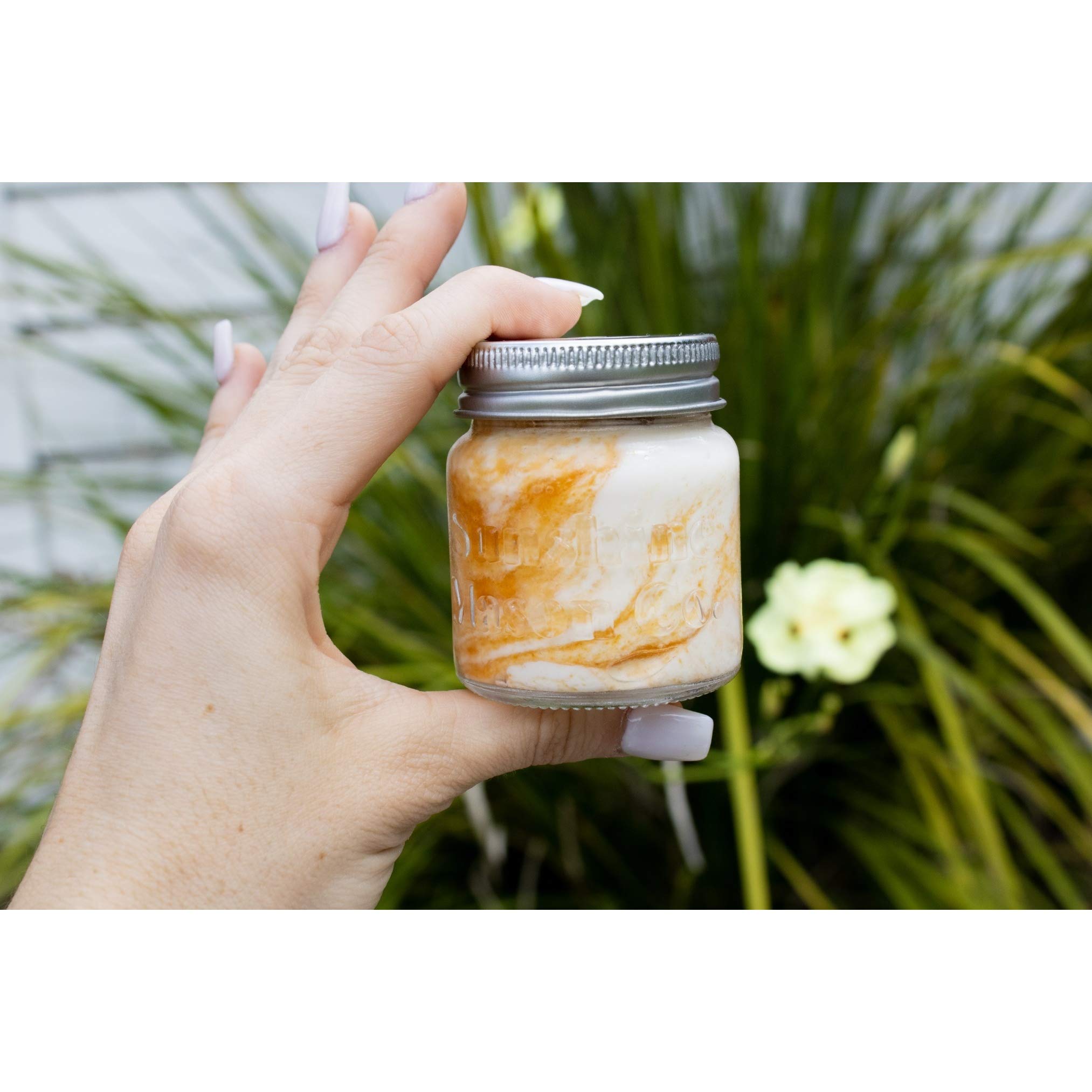 Sunshine Mason Co. Mini Mason Jar Shot Glasses with Metal Lid 2 Oz with Dessert Spoons, 6 Pieces