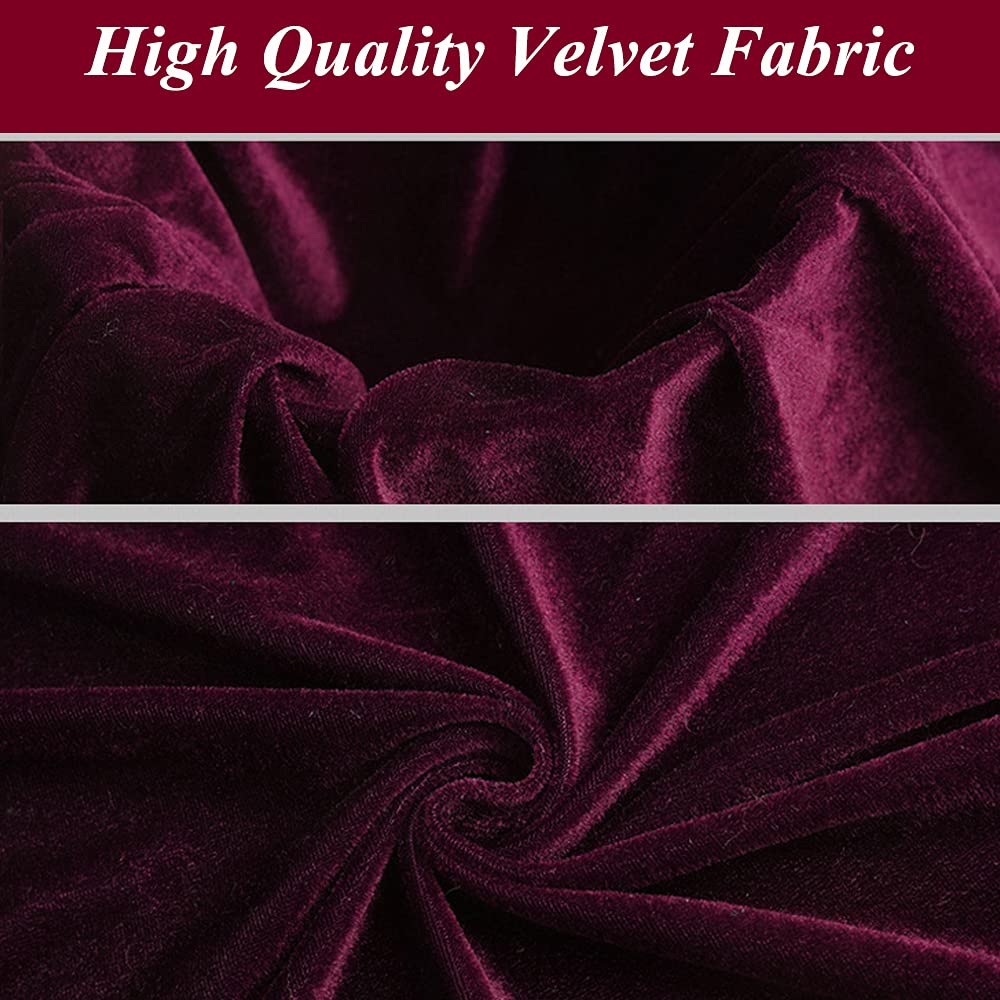 MedeShe Women's Christmas Long Velvet Maxi Dress (14/16, Burgundy Ruched Waist)
