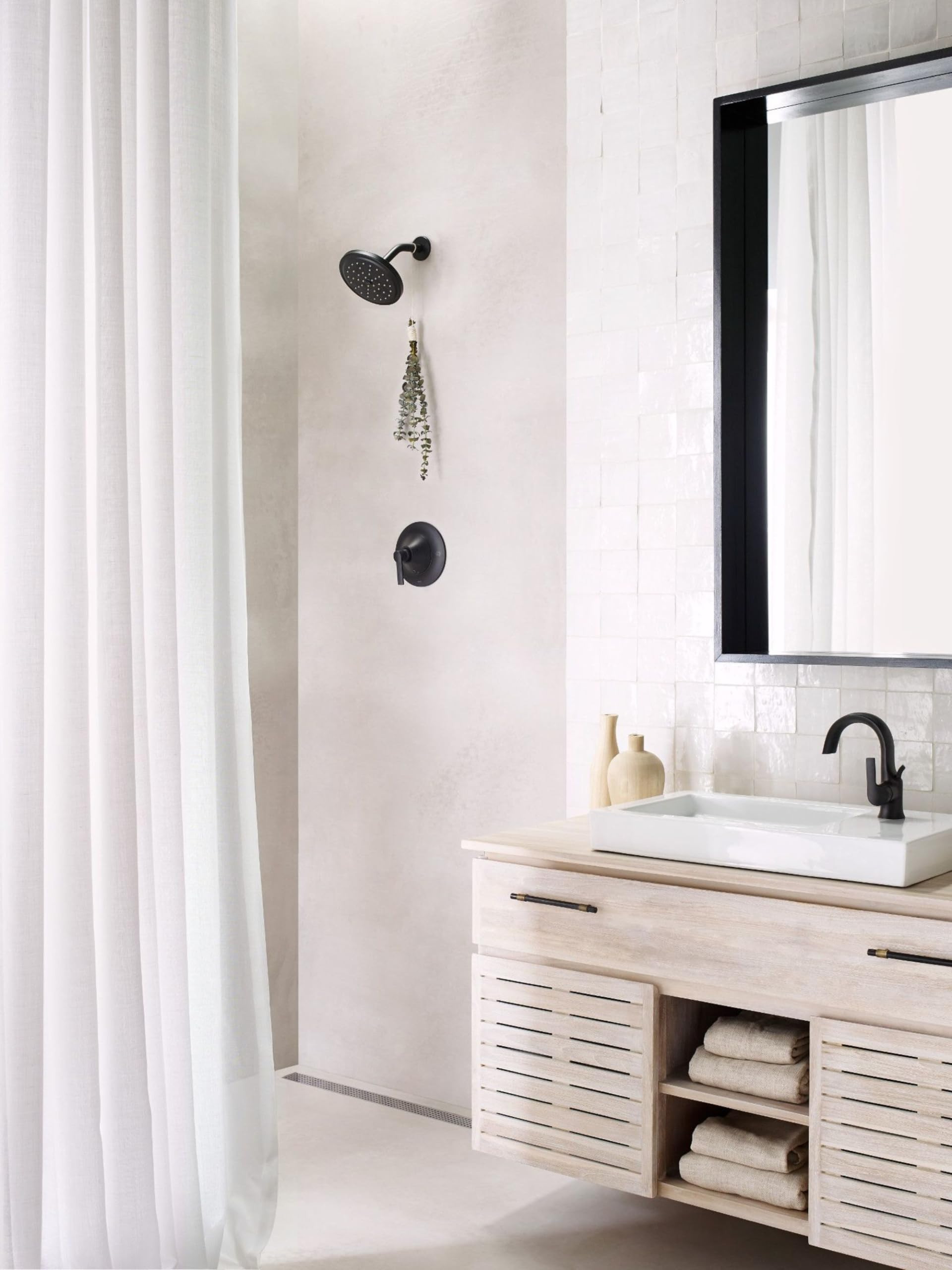 Moen Doux Matte Black Posi-Temp Shower Only Kit, Valve Required, TS2202BL