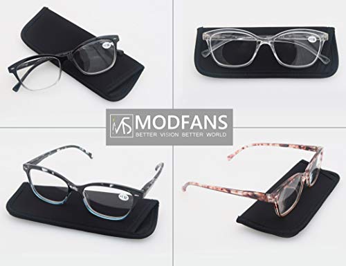 MODFANS Women Reading Glasses 1.75 4 Pair Stylish Ladies Readers with Comfort Spring Hinge Pattern Design Pouch Included