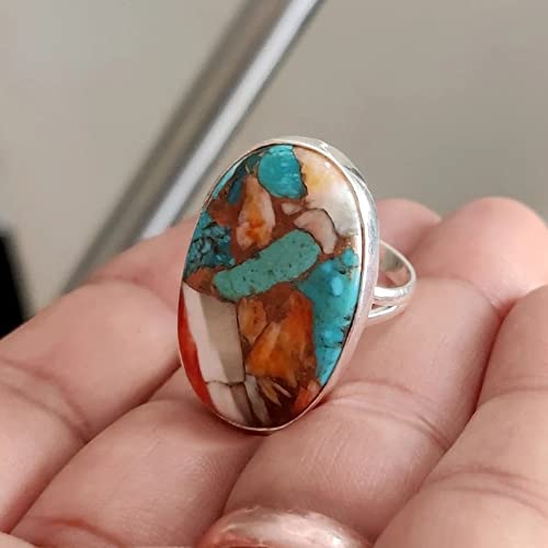 Oyster Copper Turquoise Oval Shape Gemstone Ring/Natural gemstone Ring fine jewelry Ring gemstone ring Lovely Gemstone Ring Wholesale bulk gemstone ring -1830 (9.5)