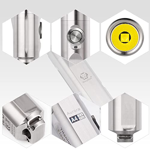 RovyVon A4 Pro Titanium Keychain Flashlight, Super Bright 650 Lumens Titanium Flashlight Powered by Rechargeable Battery, Premium EDC Flashlight for Household, Outdoor, and Festivals