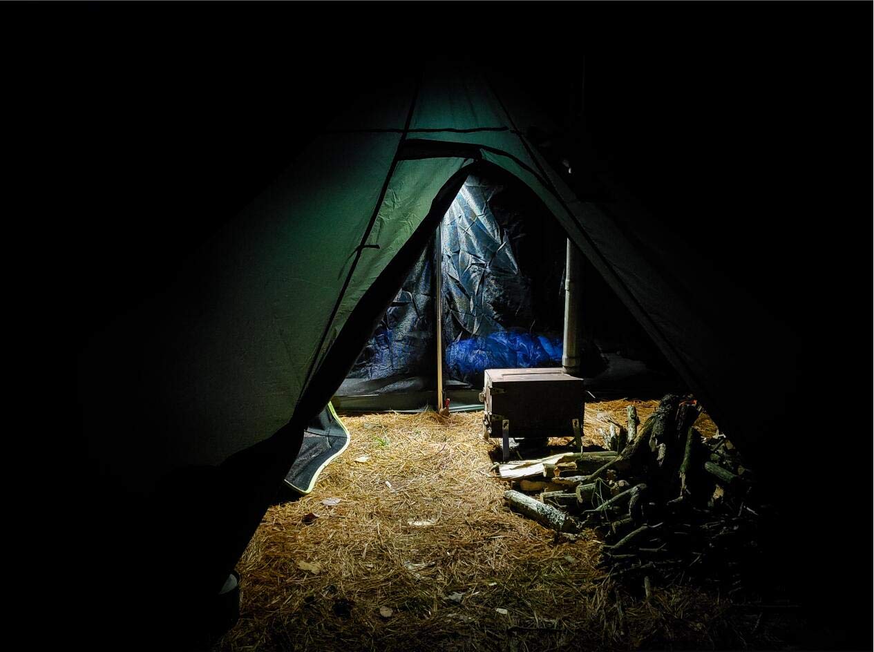 OneTigris Iron Wall Stove Tent, Lightweight Teepee Tent with Removable Inner Mesh, 20D SIL-Nylon 1-3 Persons for Backpacking Hiking Fishing Canoeing Travel Winter Camping