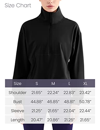 Tanming Women's Cropped Athletic Running Jacket Half Zip Pullover Workout Yoga Shirt (Blue-XL)