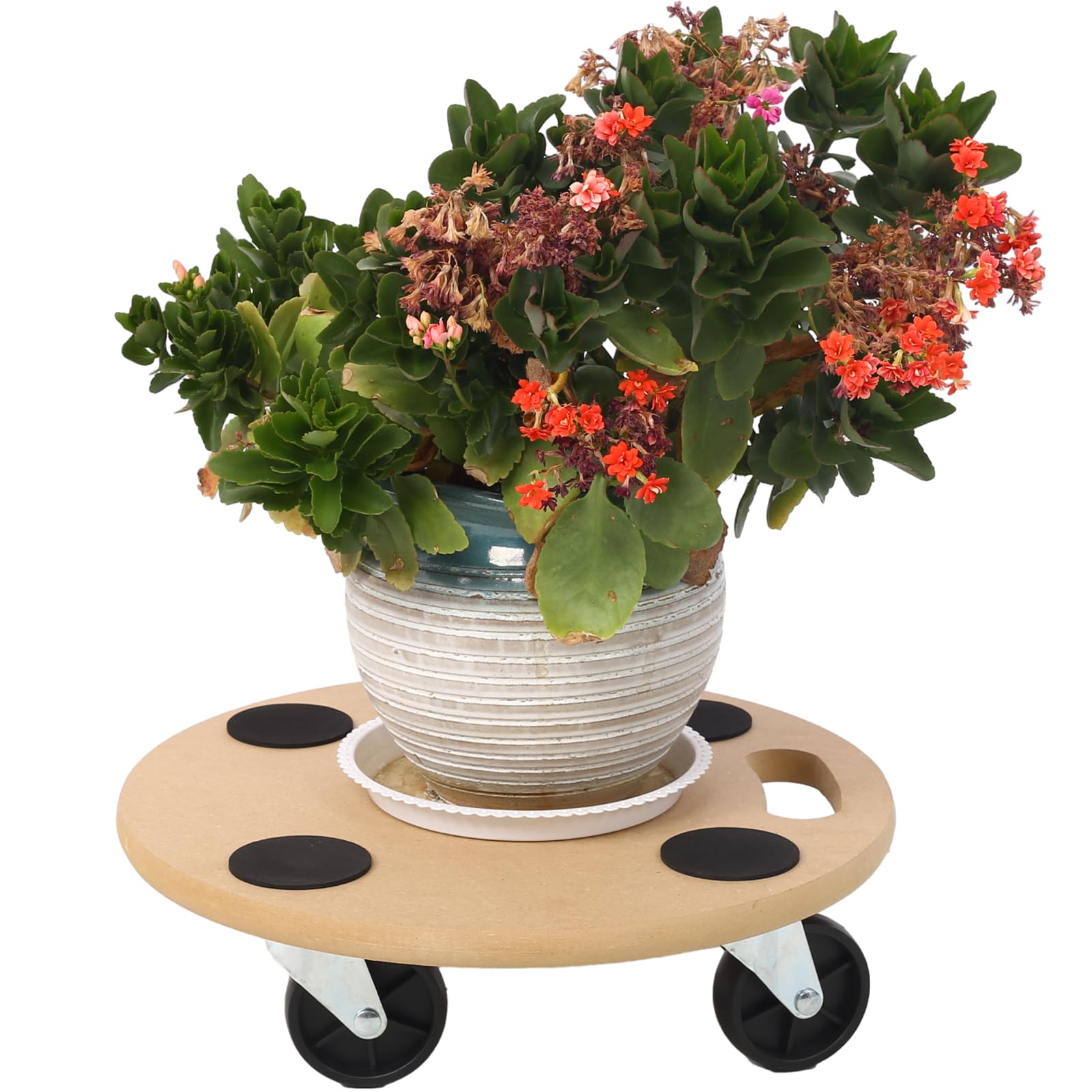 Miscoos Furniture Moving Dolly, Heavy Duty Wood Rolling Mover with Wheels for Piano Couch Fridge Heavy Items, Securely Holds 500 Lbs (2pcs 15" Round Platform)