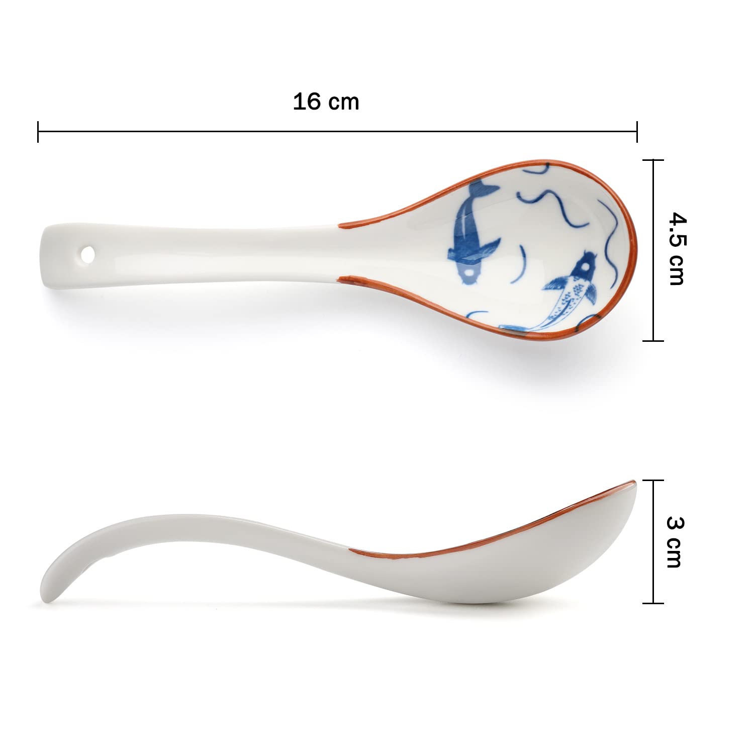 Soup Spoon Set of 4 Ceramic Chinese Soup Spoons Ramen Spoons for Pho Noodle Cereal Dumpling