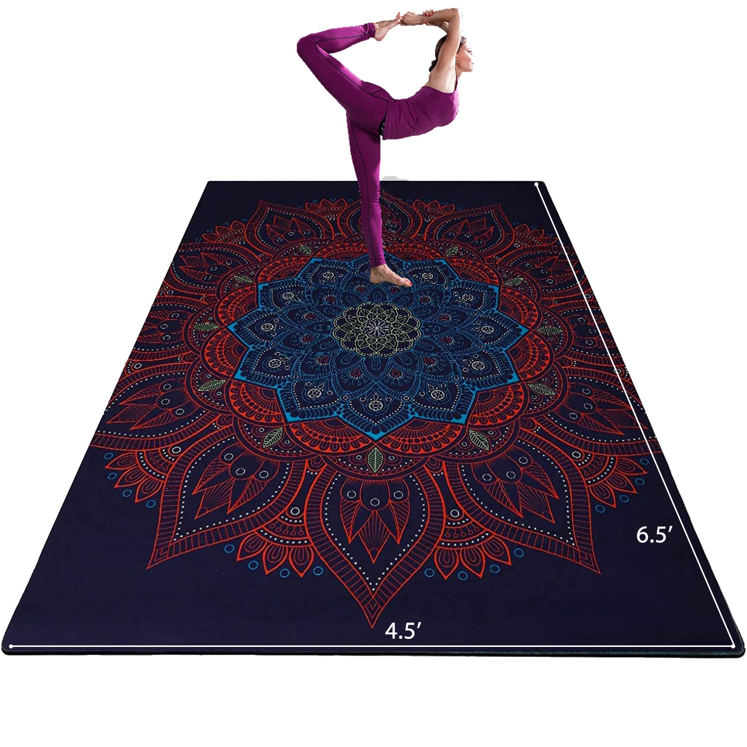 SURNUO 6.5ft x 4.5ft x 10mm Large Exercise Mat for Home Workout Extra Thick Workout Mat High-Density Non-Slip Soft Gym Flooring for Cardio,Pilates, Stretching,Plyo, MMA, Jump Rope